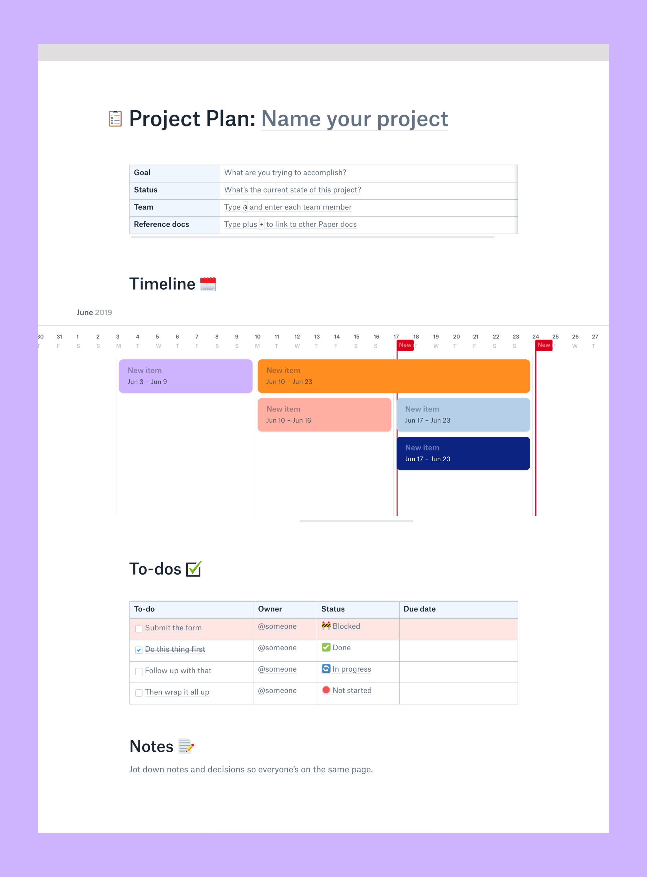 Project Planning Template - Dropbox